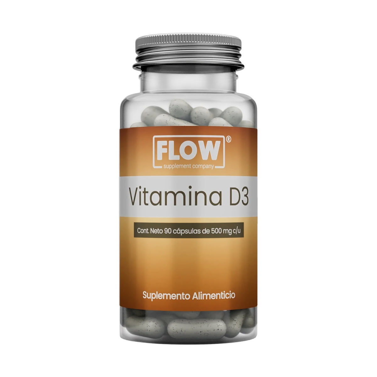 Vitamina D3 / 90 cápsulas de 500 mg c/u – Flow Supplements Company